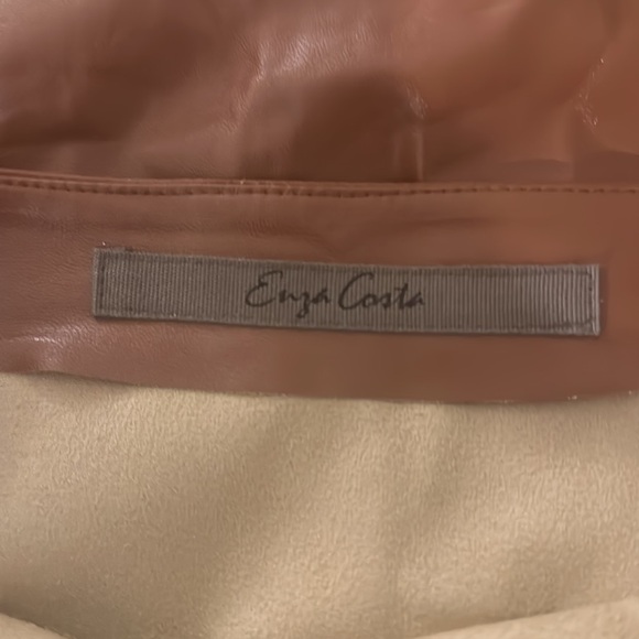 Enza Costa | Skirts | 248 Enzo Costa Cognac Faux Leather Wrap Midi ...